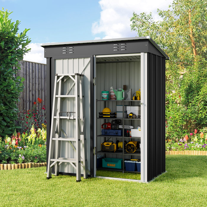 Aiho 5 ft. W X 3 ft. D Metal Vertical Storage Shed & Reviews | Wayfair