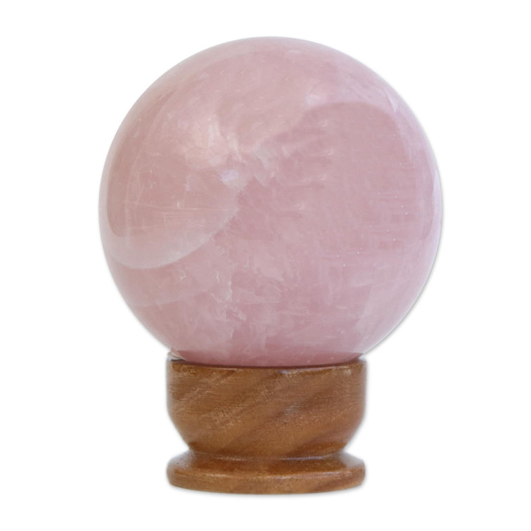 World Menagerie Safah Rose Quartz Love Crystal Ball Sculpture | Wayfair