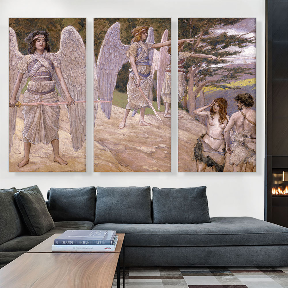 ARTCANVAS Adam And Eve Driven From Paradise 1896 by James Tissot - 3 Piece Wrapped Canvas Print ...