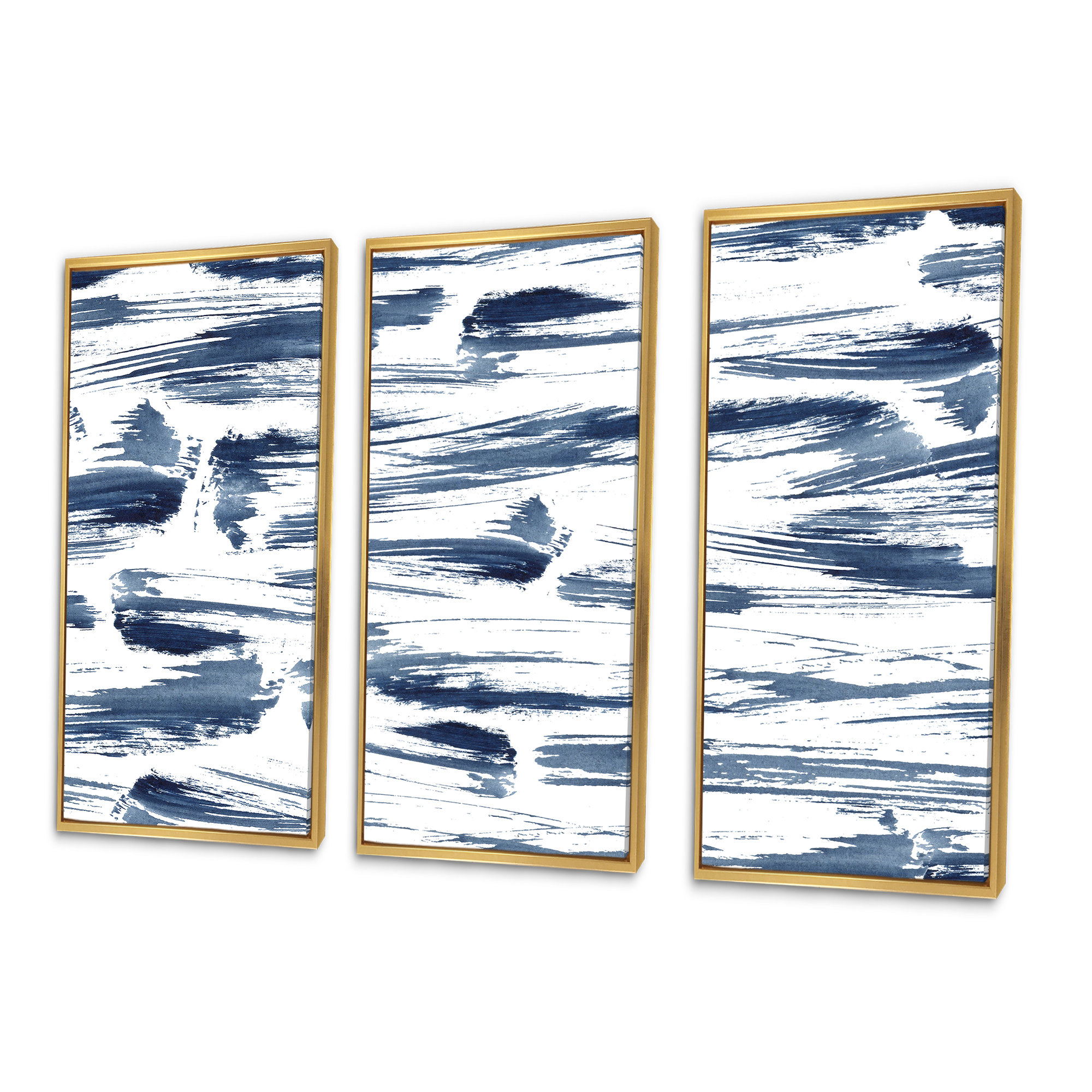 Orren Ellis Abstract Blue Aquatic Texture - 3 Piece Floater Frame ...