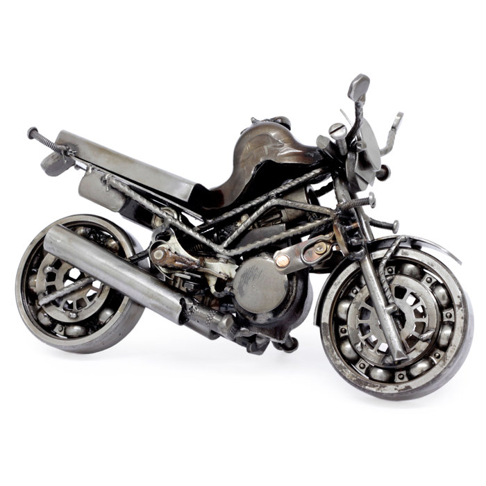 Williston Forge Frizzell Motorcycle Metal Recycled Sculpture | Wayfair