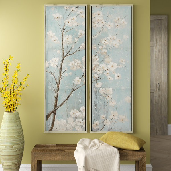 World Menagerie Flowers Framed On Canvas 2 Pieces Print | Wayfair