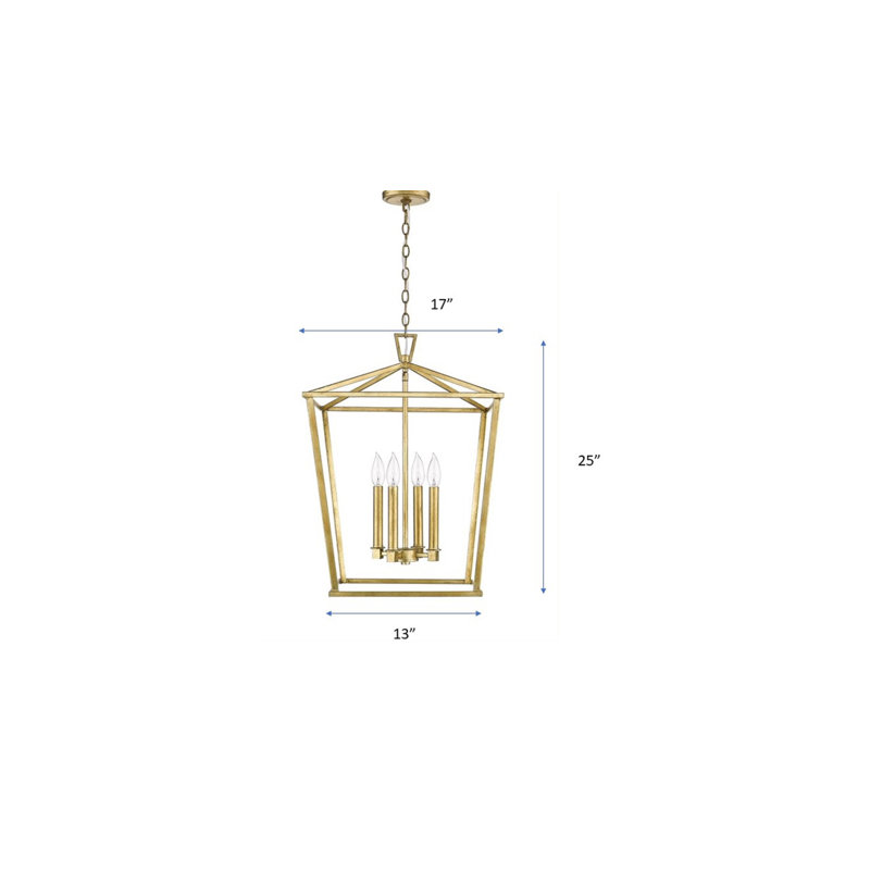 Everly Quinn Desirae 4 - Light Dimmable Lantern Geometric Chandelier ...