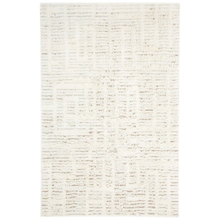 Gracie Oaks Mikial Handmade Hand Loomed Wool Cream Rug | Wayfair