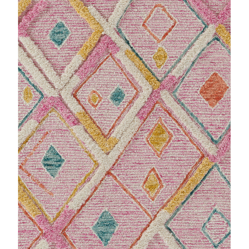 Joss & Main Charlize Handmade Wool Pink/Yellow/Green Rug & Reviews ...