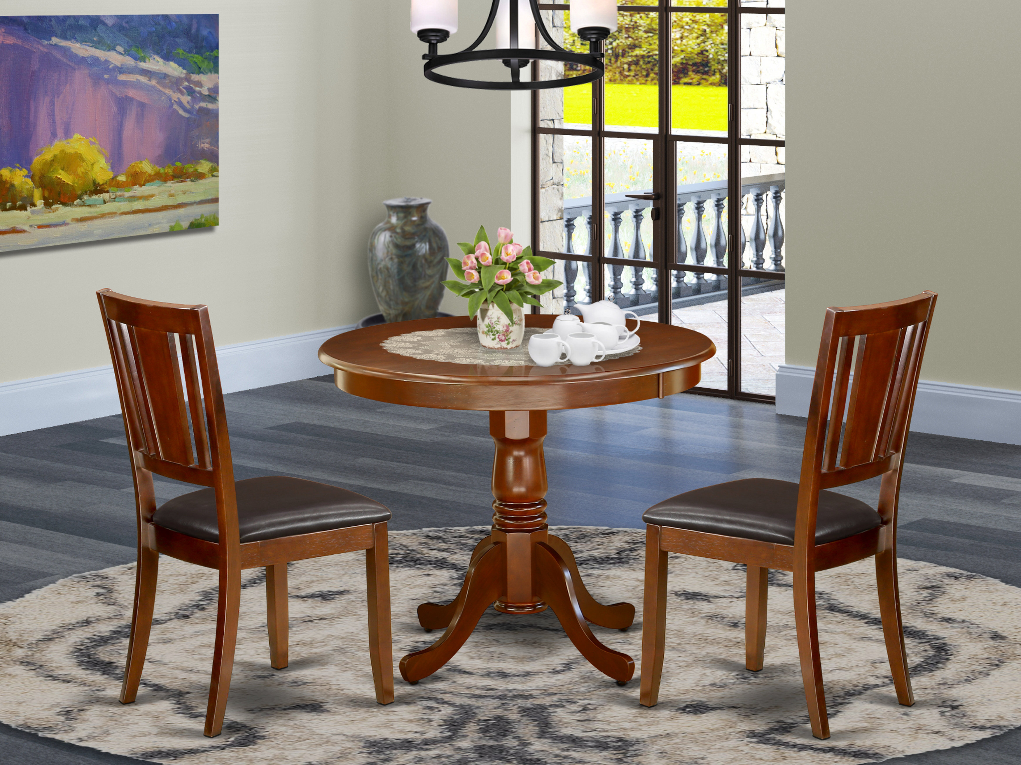 Alcott Hill® Caryl 3 - Piece Solid Wood Rubberwood Dining Set | Wayfair
