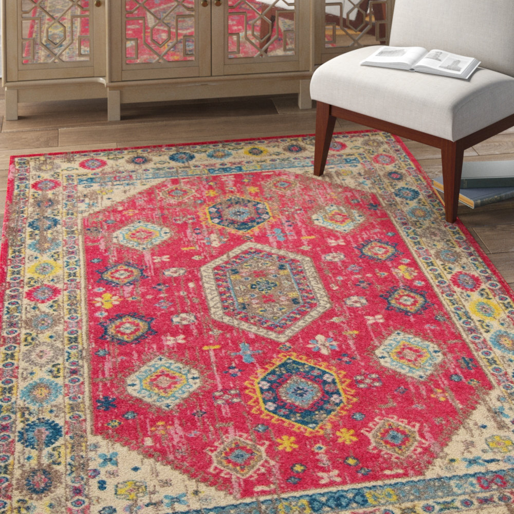 Bungalow Rose Larrick Machine Woven / Power Loomed Performance Pink ...