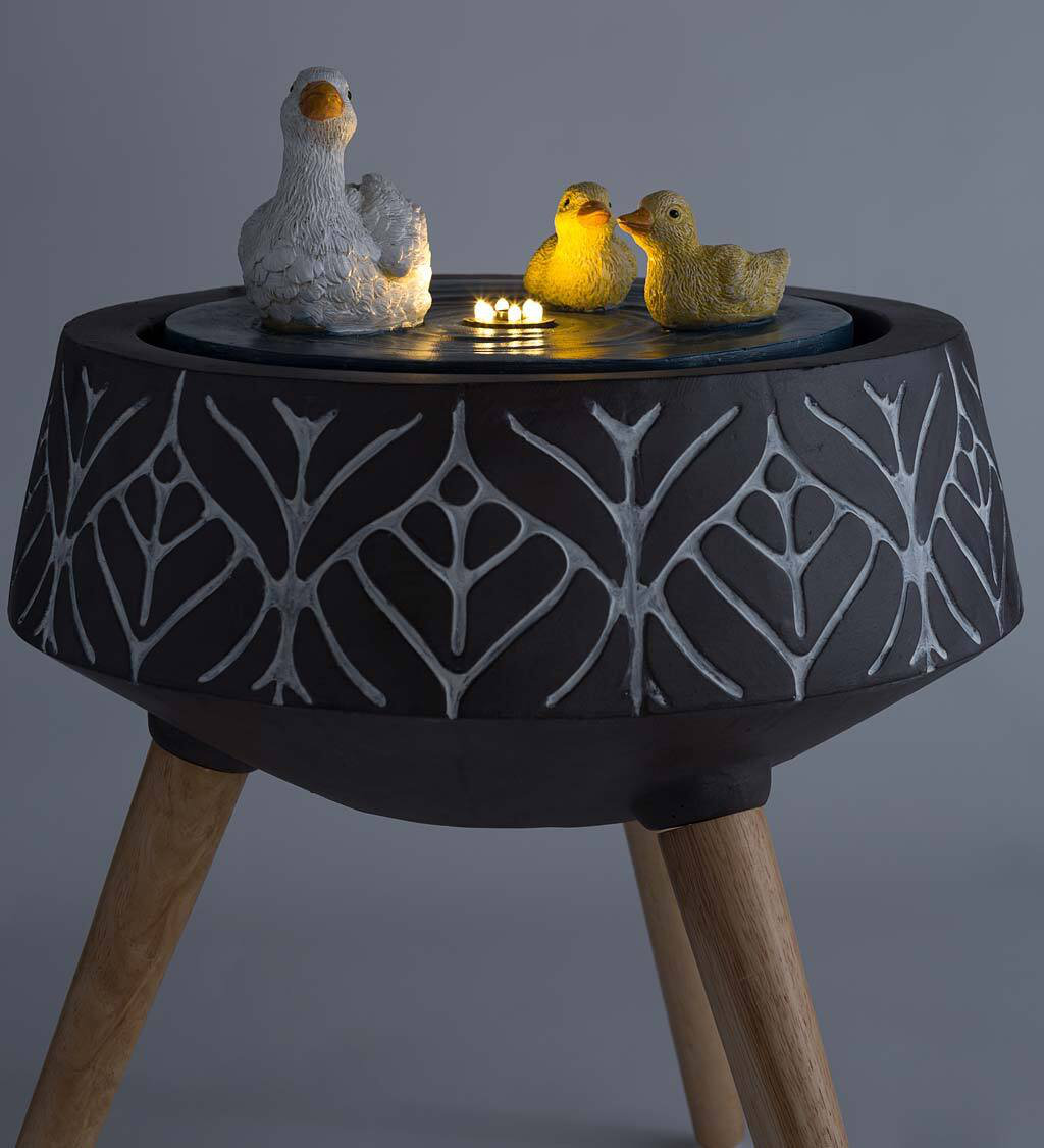 Wind & Weather Wood Paddling Ducks Fountain with LED Lights | Wayfair