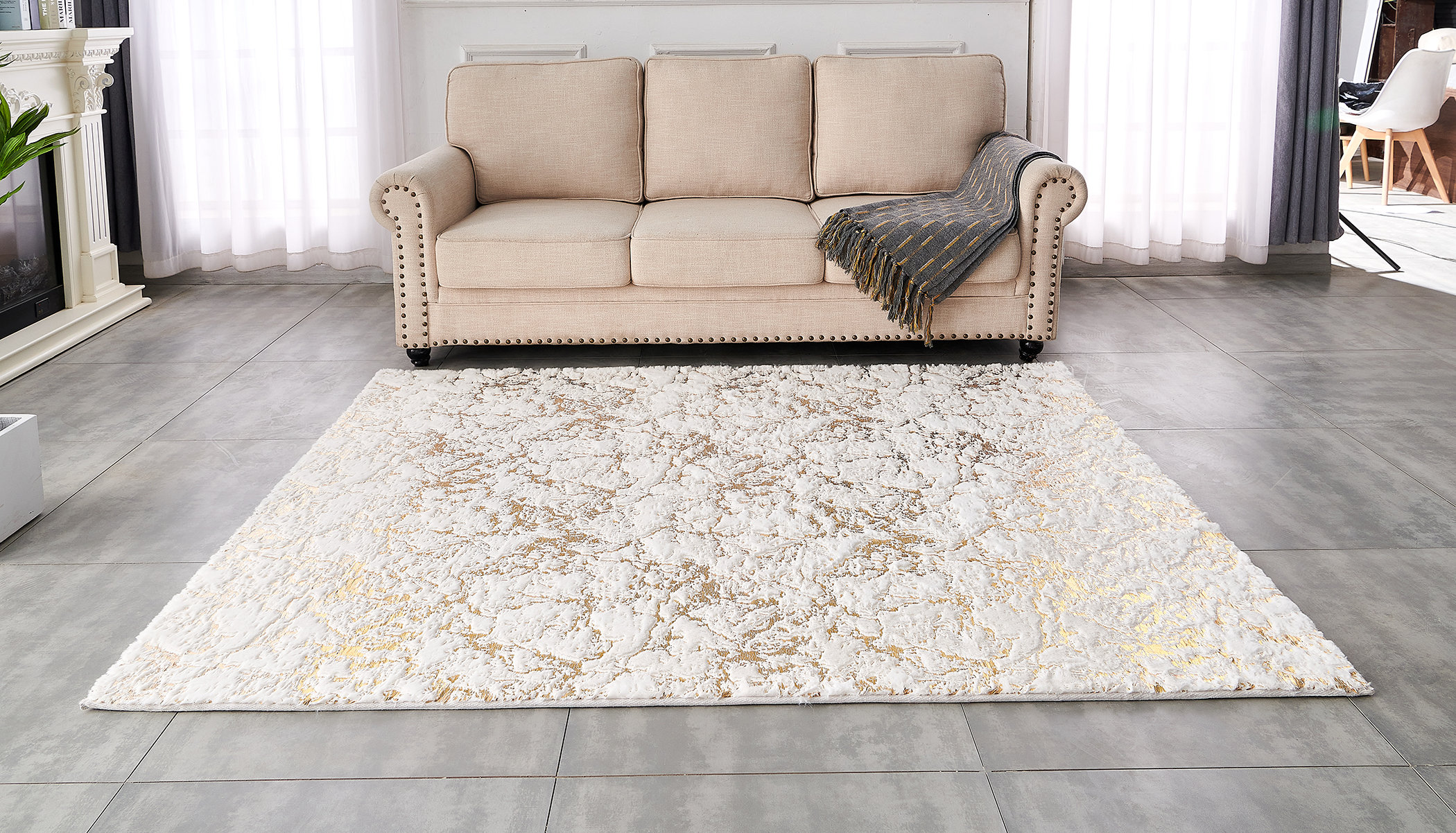 Mercer41 Boghos Hand Tufted White/Gold Rug | Wayfair