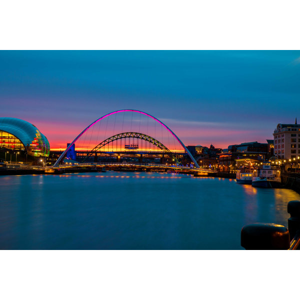 Ebern Designs Bridges At Sunset by - Wrapped Canvas Photograph | Wayfair