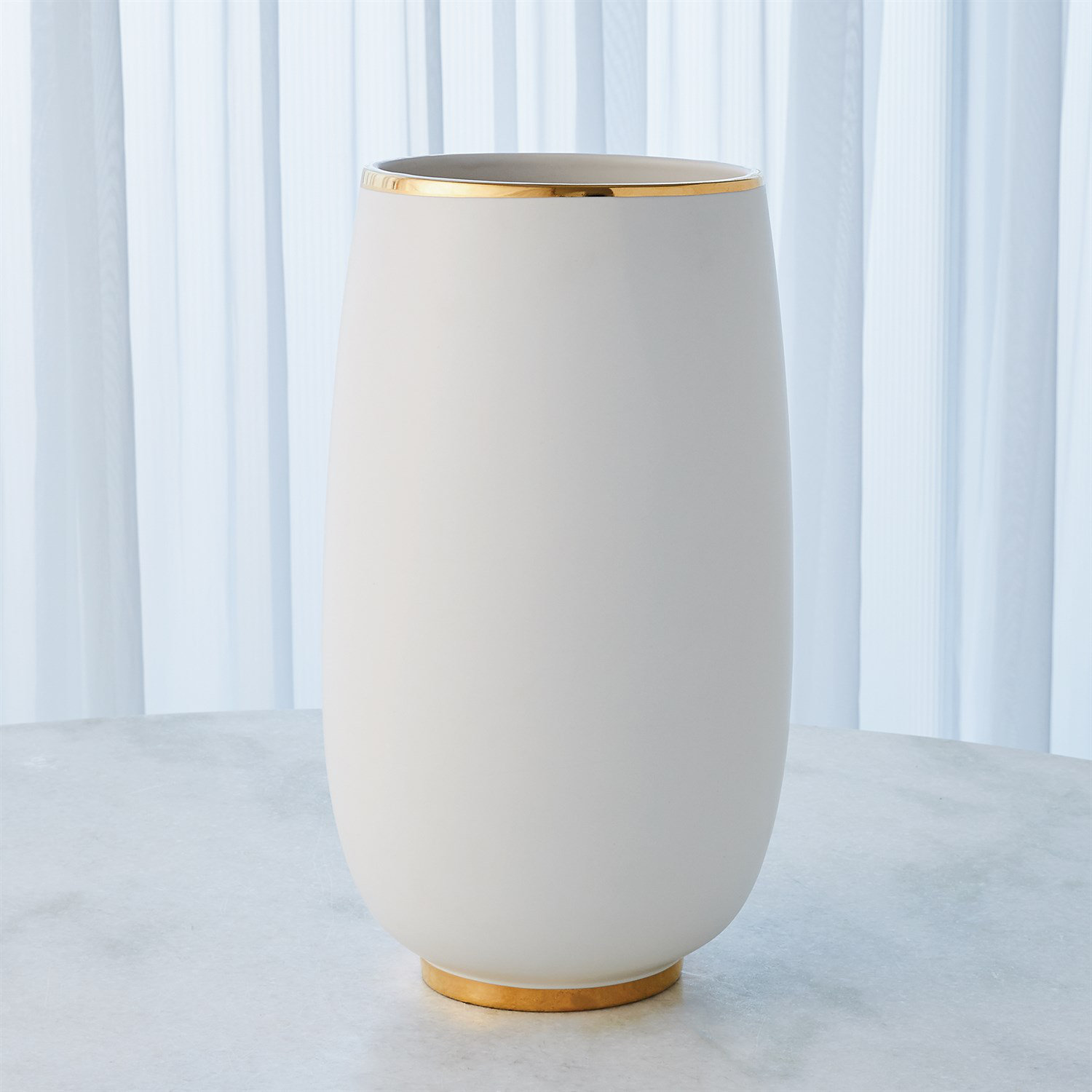Global Views Gold Rim Bulb Vase-White | Wayfair