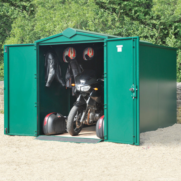 Asgard Motorbike Plus Secure Storage 5 ft. W x 11 ft. D Apex Metal Bike ...