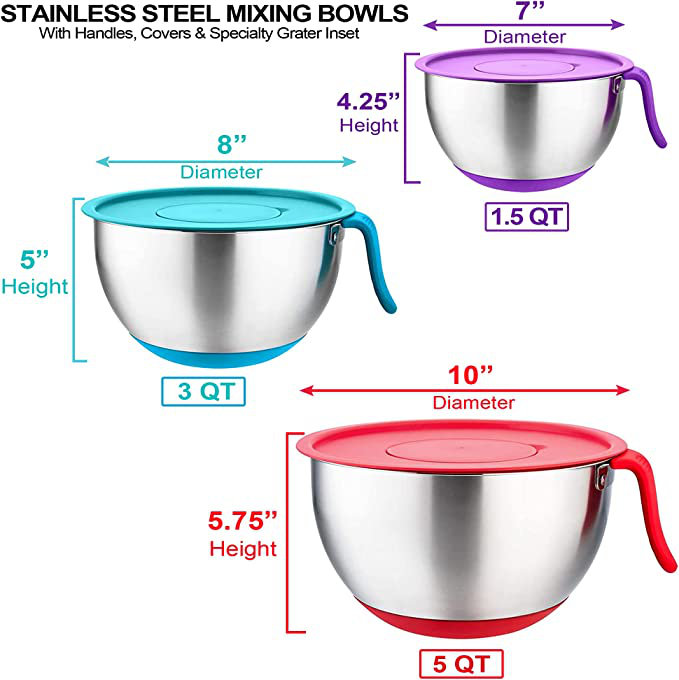 Homearray Stainless Steel 3 Piece Nested Mixing Bowl Set | Wayfair