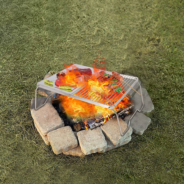 REDCAMP Swivel Campfire Grill Heavy Duty Steel Grate, Over Fire Camp ...