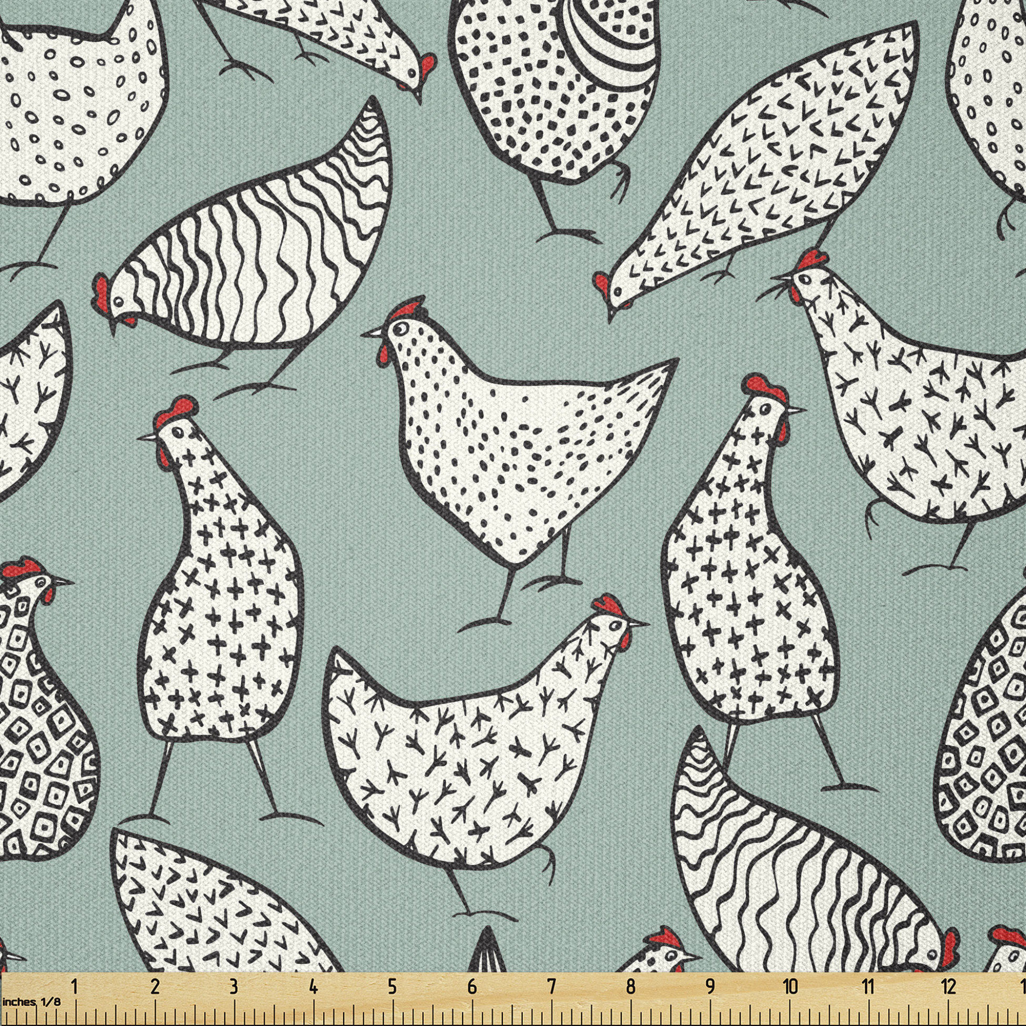 East Urban Home Ambesonne Chicken Fabric By The Yard, Childish Doodle ...