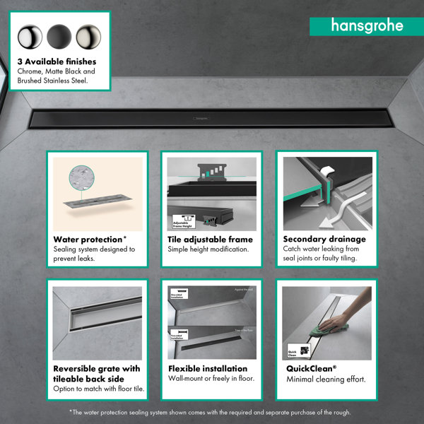 Hansgrohe Raindrain Match Trim Zero/ Tile 39 3/8" With Height ...