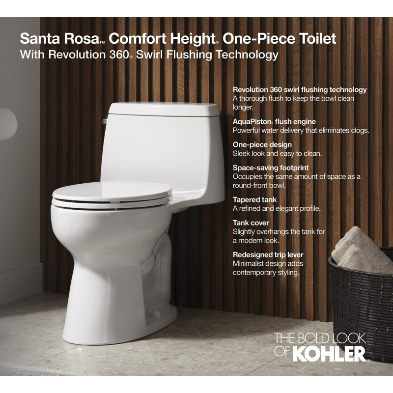 Kohler Santa Rosa Comfort Height One-Piece Compact Elongated 1.28 Gpf ...