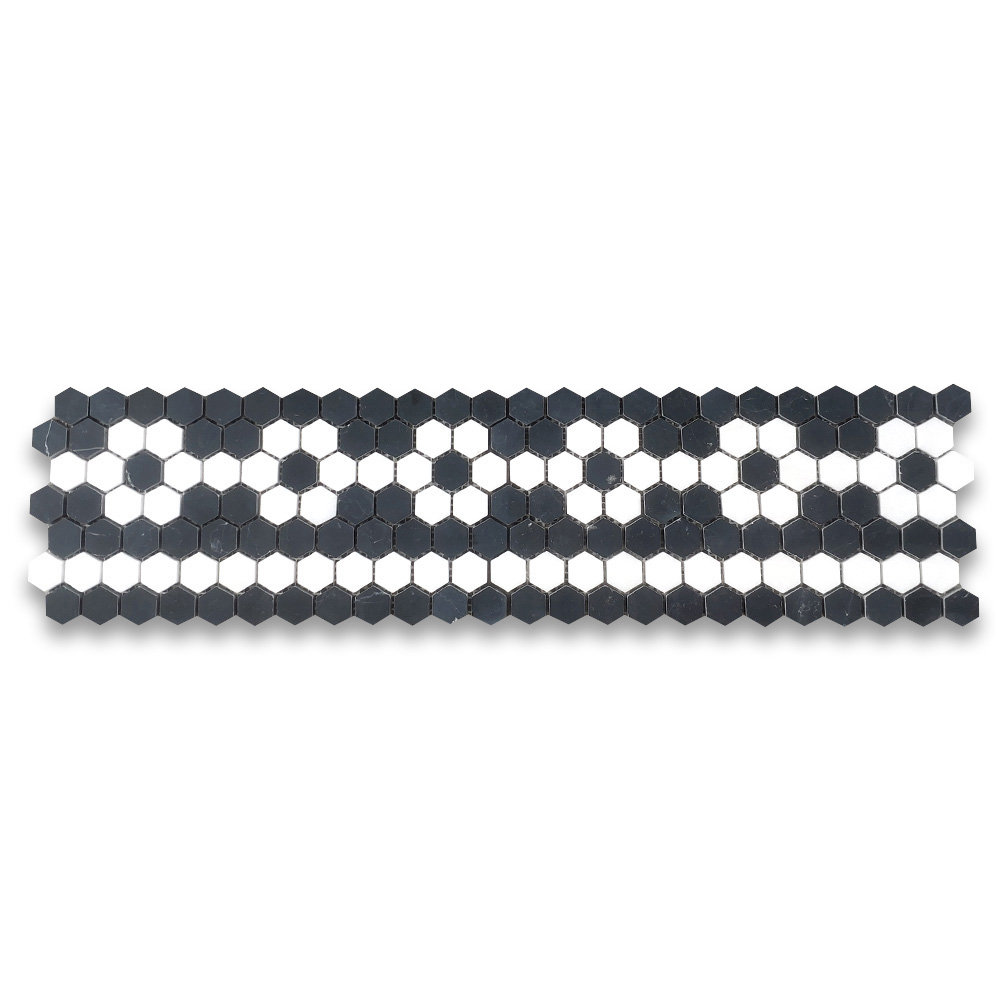 Marble Online Nero Marquina Black Marble 1 Inch Hexagon Mosaic Border ...