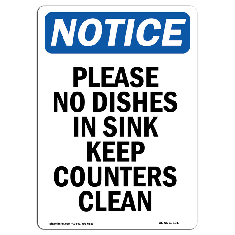 SignMission Please No Dishes In Sink Keep Sign | Wayfair