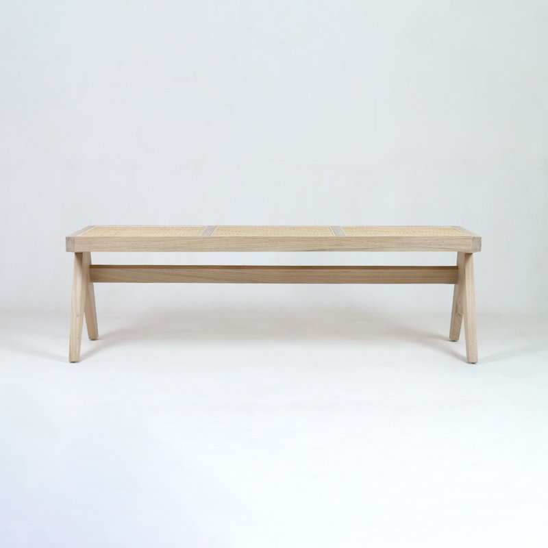 Latitude Run® Pierre Jeanneret Solid Wood & Cane Bench & Reviews | Wayfair