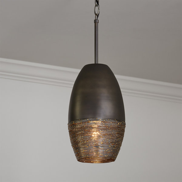 Williston Forge Joseph 1 - Light Gray Iron Single Pendant | Wayfair