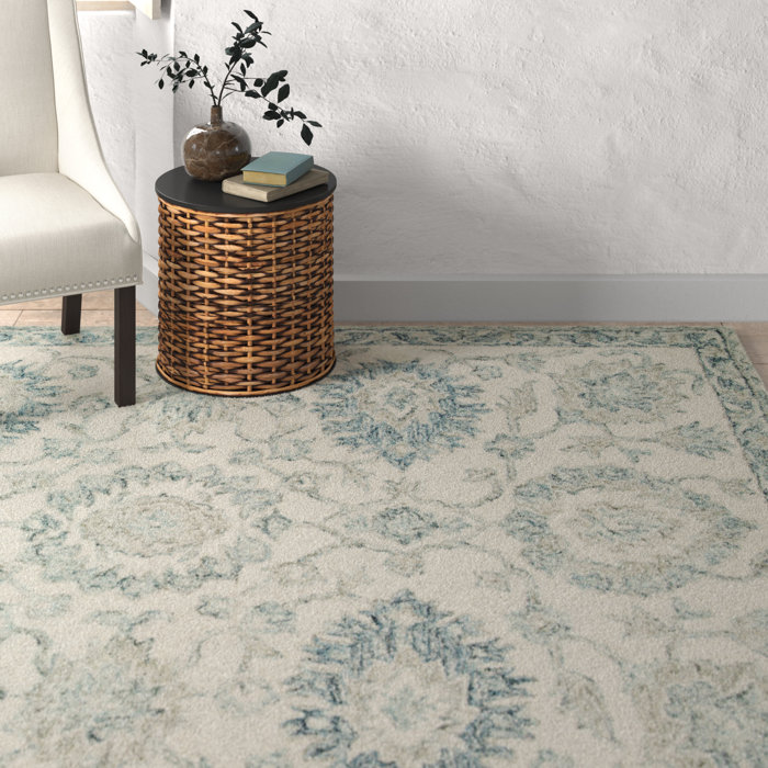 Aden Handmade Wool Ivory/Blue Rug & Reviews | Birch Lane