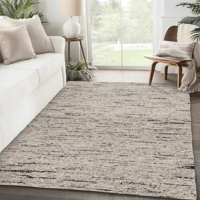 Birch Lane™ Handmade Hand Loomed Beige/Black Rug | Wayfair