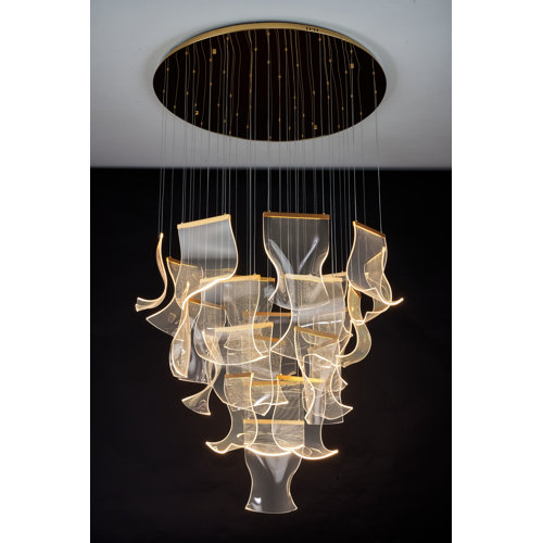 Orren Ellis Omicron 24 - Light Acrylic LED Tiered Chandelier | Wayfair