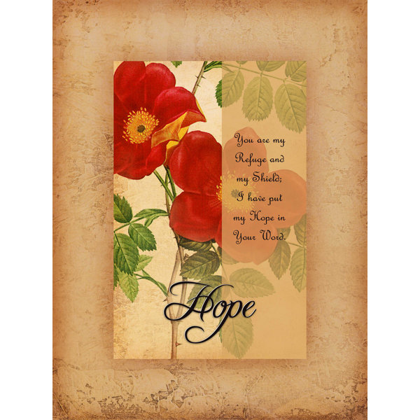 Trinx Simple Floral Hope - Wrapped Canvas Textual Art | Wayfair