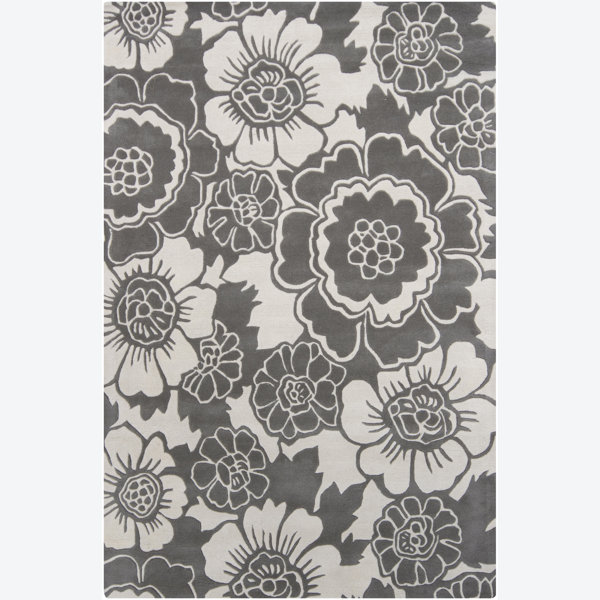 Chandra Faro Black/White Floral Area Rug | Wayfair