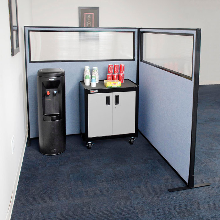 Interion Freestanding Gray 2-Panel Corner Room Divider With Partial ...