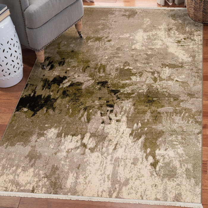 17 Stories Elmdale Performance Green Rug | Wayfair