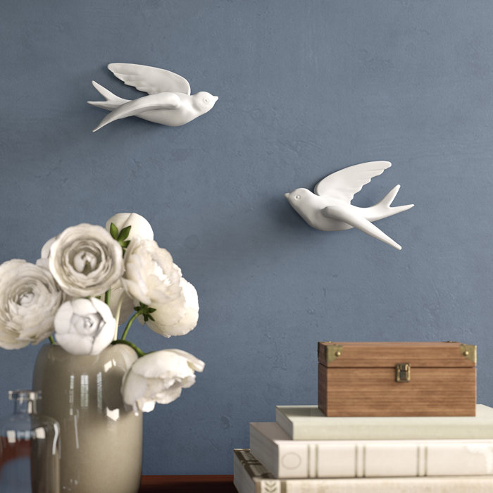 Winston Porter 2 Piece Ceramic Sparrows Pair Wall Décor Set & Reviews ...
