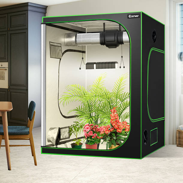 Costway4x8 Grow Tent, 96''''x48''''x80'''' High Reflective Mylar W ...