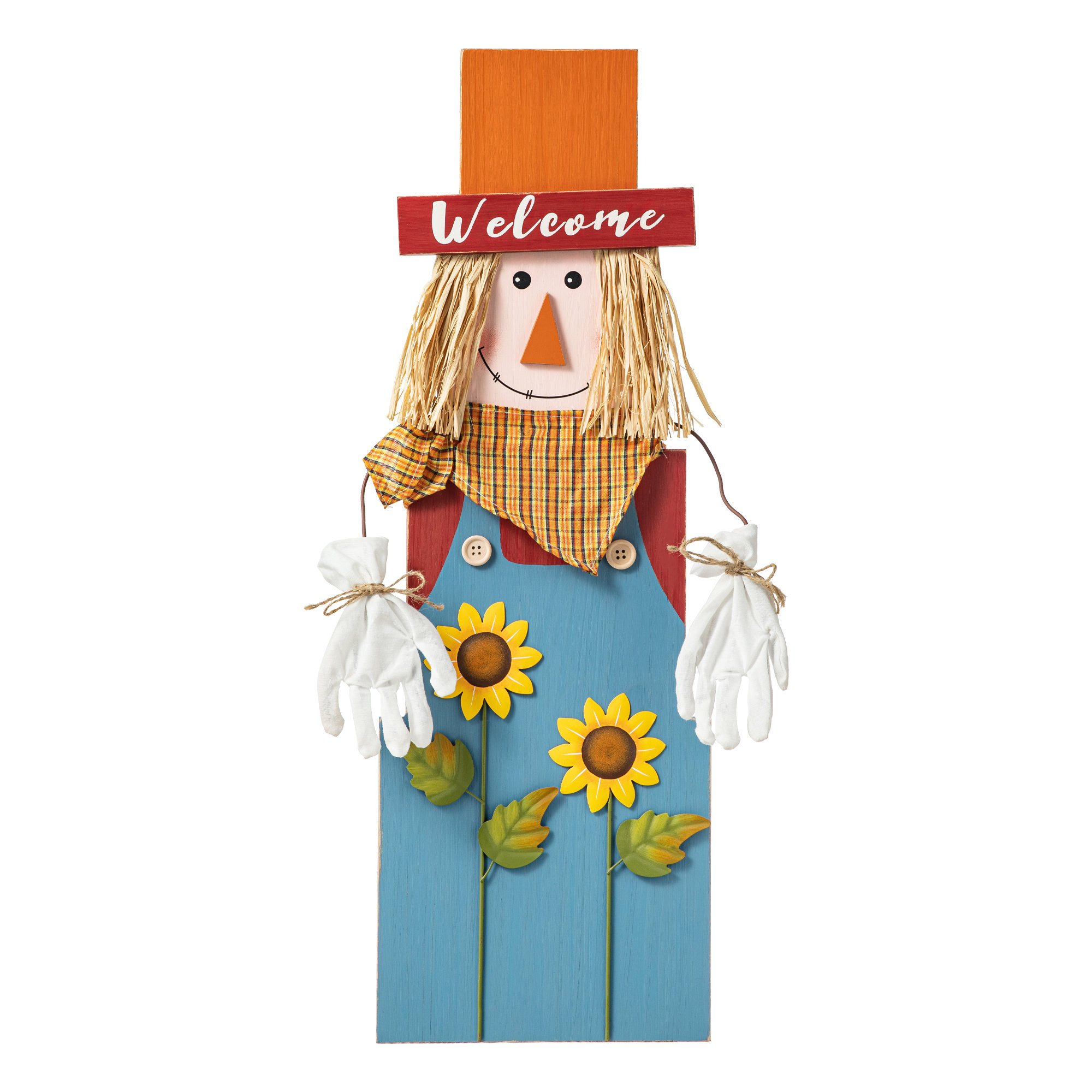 The Holiday Aisle® 29.5"H Fall Wood Scarecrow Porch Decor | Wayfair
