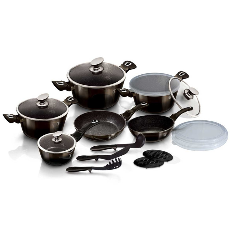 Kinghoff Berlinger Haus BH-6614 Shiny Black Pot Set | Wayfair.co.uk