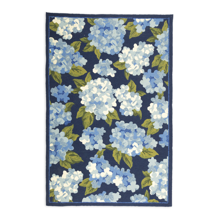 Plow & Hearth Hydrangeas Hand-Hooked Blue Area Rug & Reviews | Wayfair