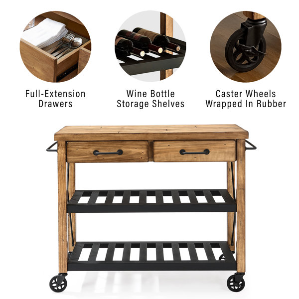 Williston Forge Ashwaubenon Wood Kitchen Cart & Reviews | Wayfair