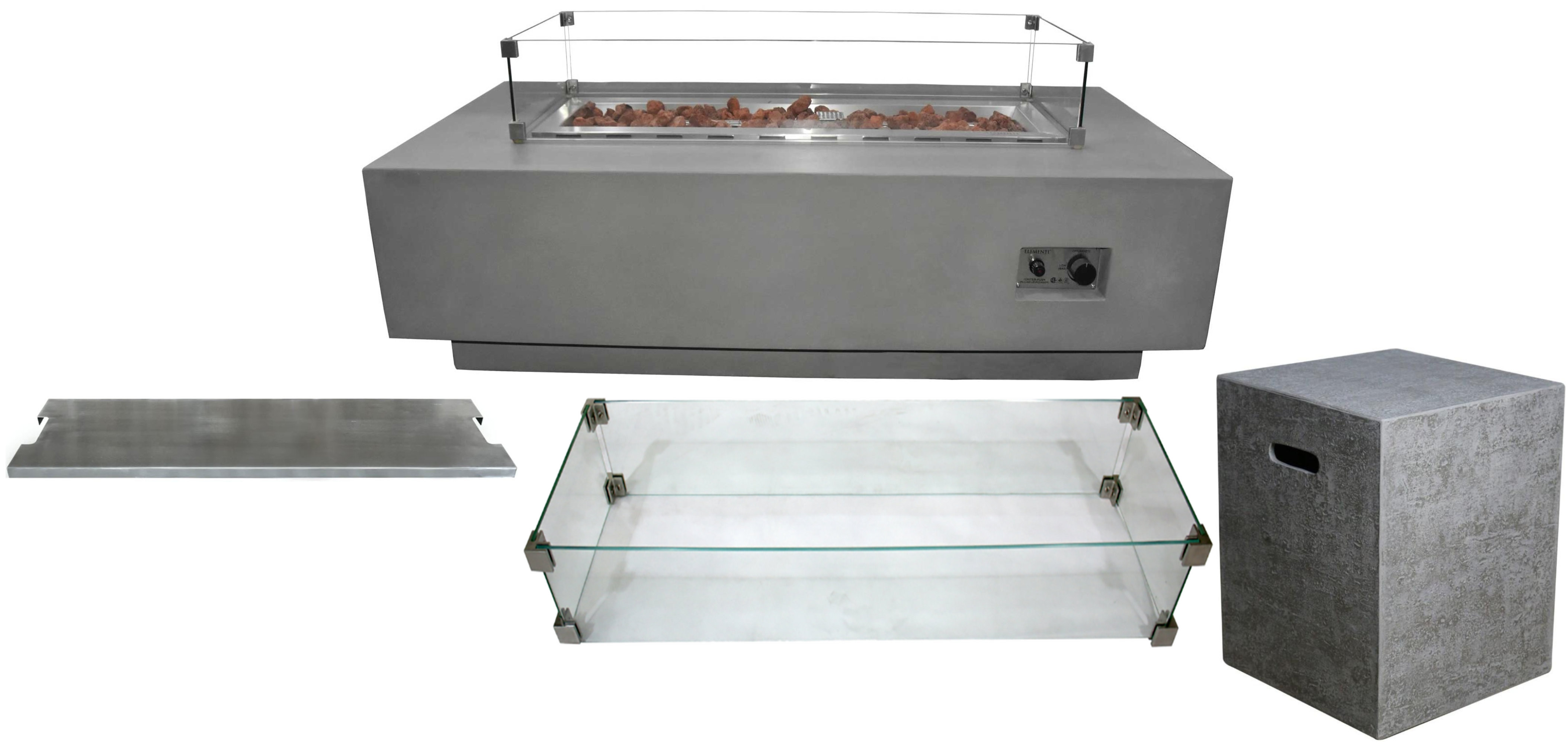 Elementi 17'' H x 60'' W Concrete Propane Outdoor Fire Pit Table with ...