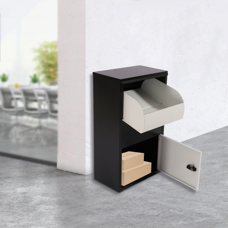 YaoTown Wall Mounted Parcel Drop Box, Large Capacity Code Lock (Black ...