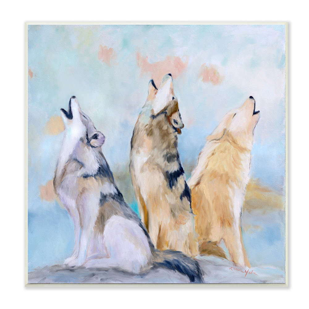 Loon Peak® Spring Wolves Howling Vintage Nature Scene - Graphic Art ...