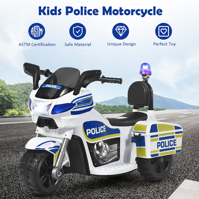 Costway Kids Police Motorcycle | Wayfair