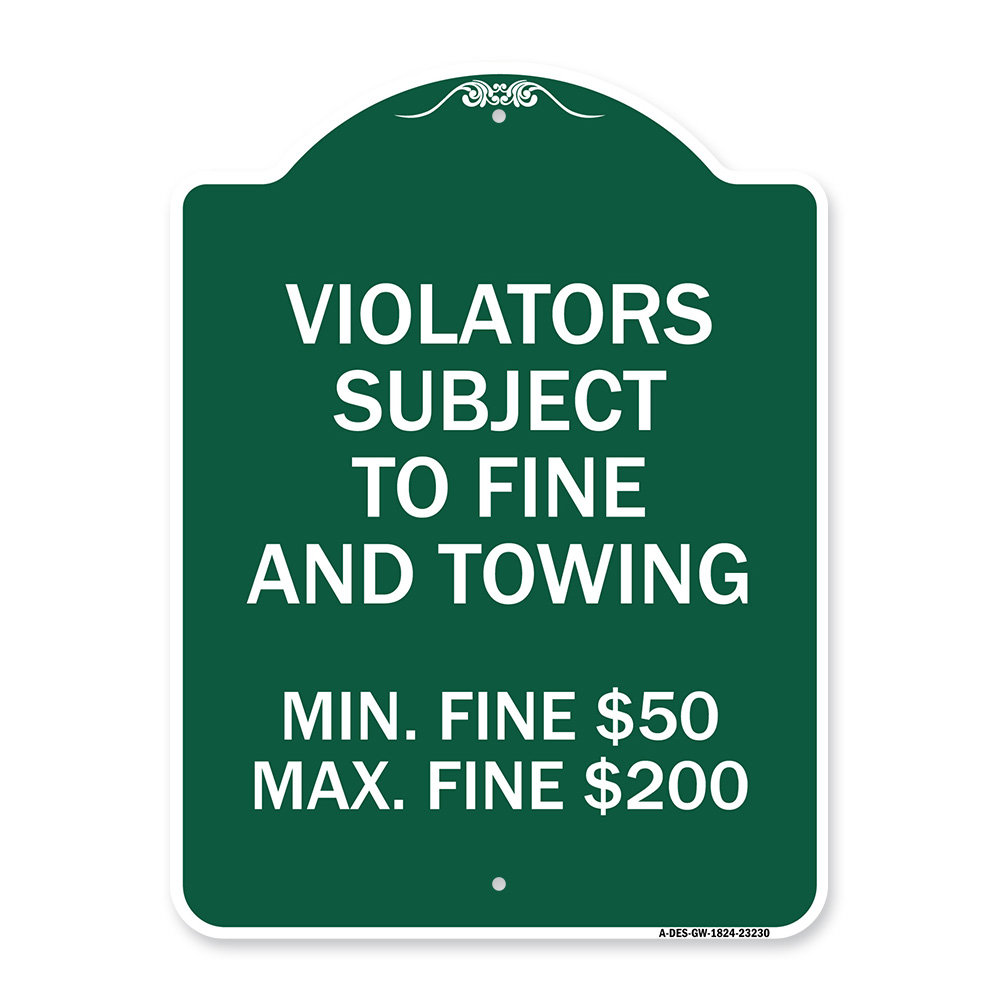 Signmission Designer Series Sign - R7-8F Violators Subject To Fine And ...