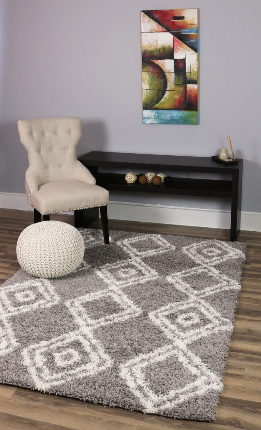 George Oliver Lozada Geometric Gray Area Rug | Wayfair