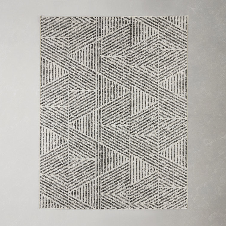 AllModern Silva Geometric Gray/White Indoor / Outdoor Area Rug ...