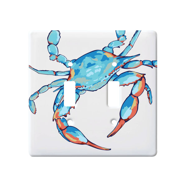 Rightside Design Tropical Happy Crab 2-Gang Toggle Light Switch Wall ...