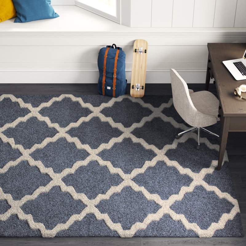 Winston Porter Thuan Handmade Wool Blue Grey Rug & Reviews | Wayfair