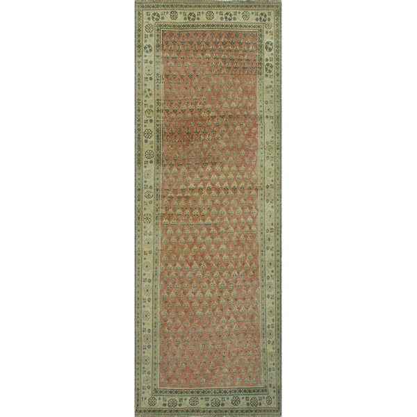 Union Rustic Boleslao Handmade Hand-Knotted Wool Rust/Green Rug | Wayfair
