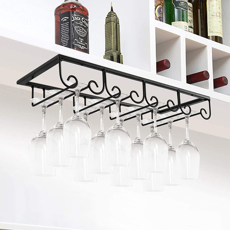 FullCircle Quake Wall Mounted Wine Glass Rack in Black | Wayfair