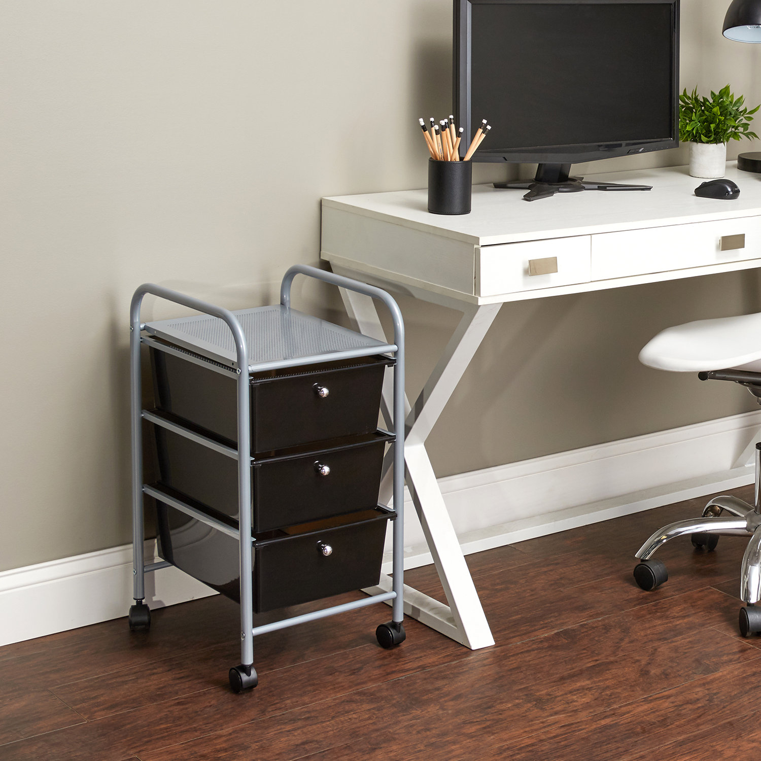 Rebrilliant Yasmine 3 Drawer Rolling Storage Chest | Wayfair